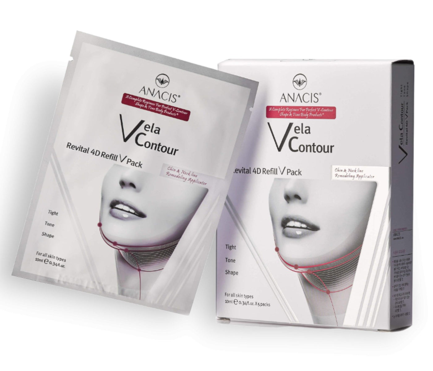 Neck Face Lift Slim Mask Double Chin Reducer. Vela Contour (5 Masks)